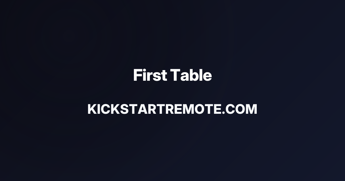 Remote Jobs at First Table | Kickstart Remote