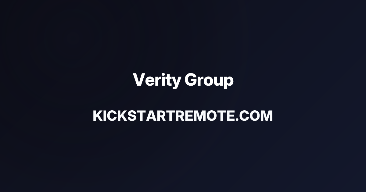 Remote Jobs at Verity Group | Kickstart Remote