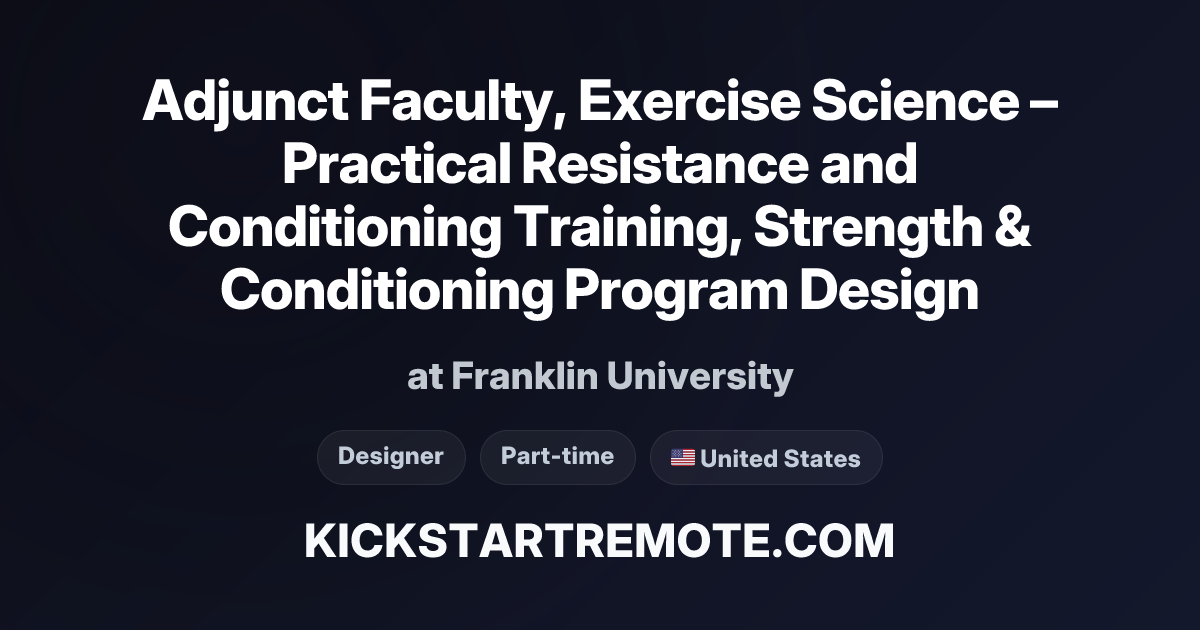 Adjunct Faculty, Exercise Science – Practical Resistance and ...