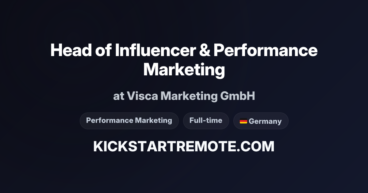 Head of Influencer & Performance Marketing at Visca Marketing GmbH ...