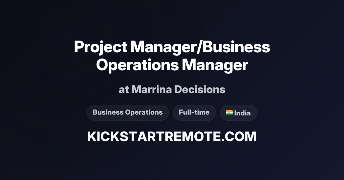 Project Manager/Business Operations Manager at Marrina Decisions ...