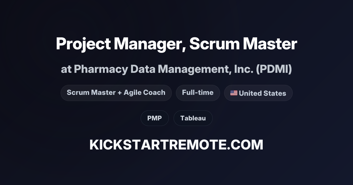 Project Manager, Scrum Master at Pharmacy Data Management, Inc. (PDMI ...