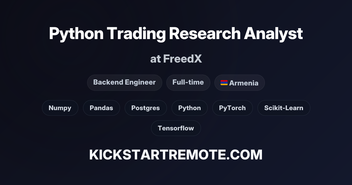 Python Trading Research Analyst at FreedX | Remote Job | Kickstart Remote
