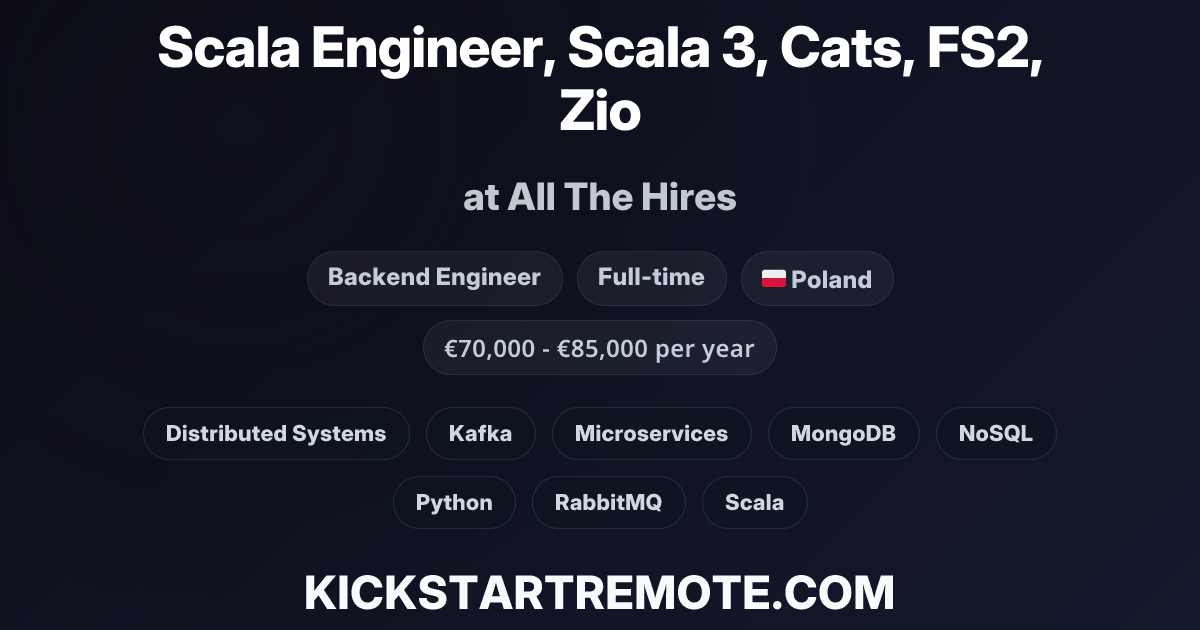 Scala Engineer, Scala 3, Cats, FS2, Zio at All The Hires | Remote Job ...