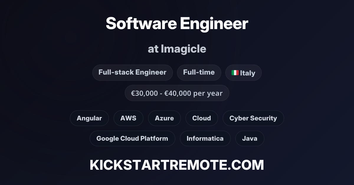 Software Engineer at Imagicle | Remote Job | Kickstart Remote | Kickstart Remote